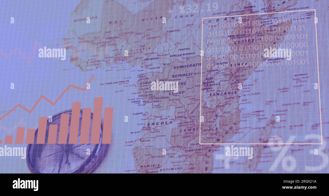 Image of statistics and data processing over map of africa Stock Photo ...