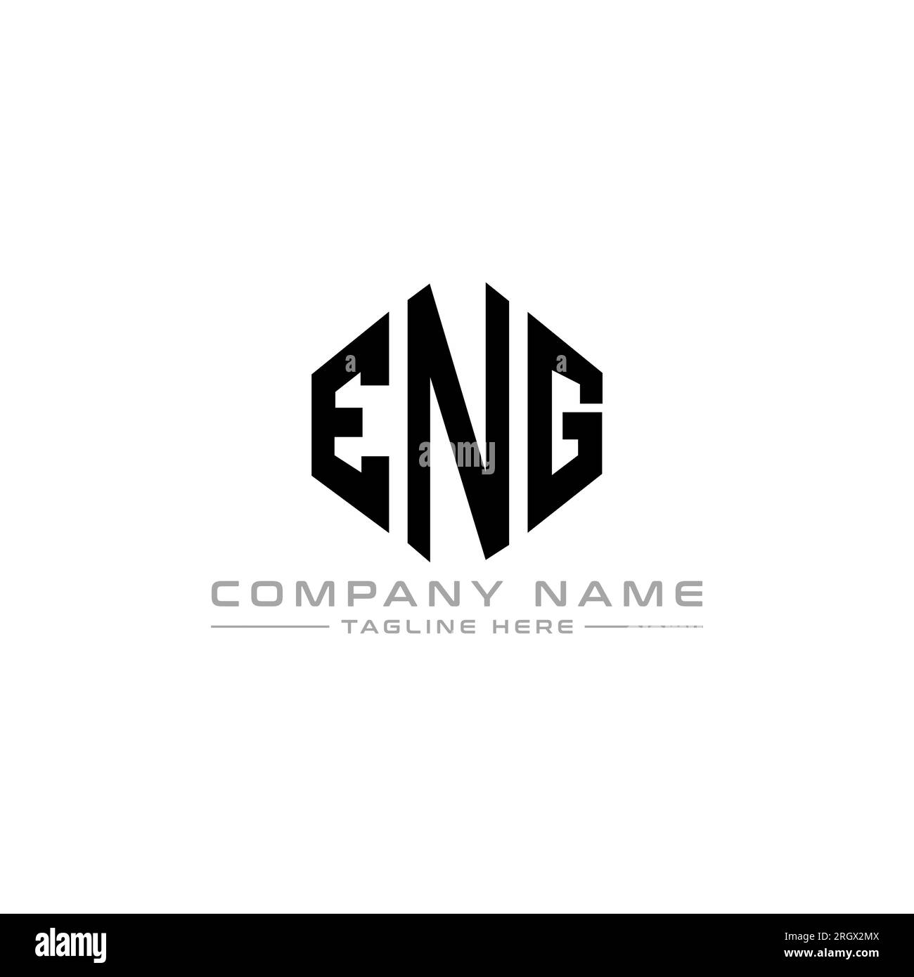 ENG letter logo design with polygon shape. ENG polygon and cube shape ...