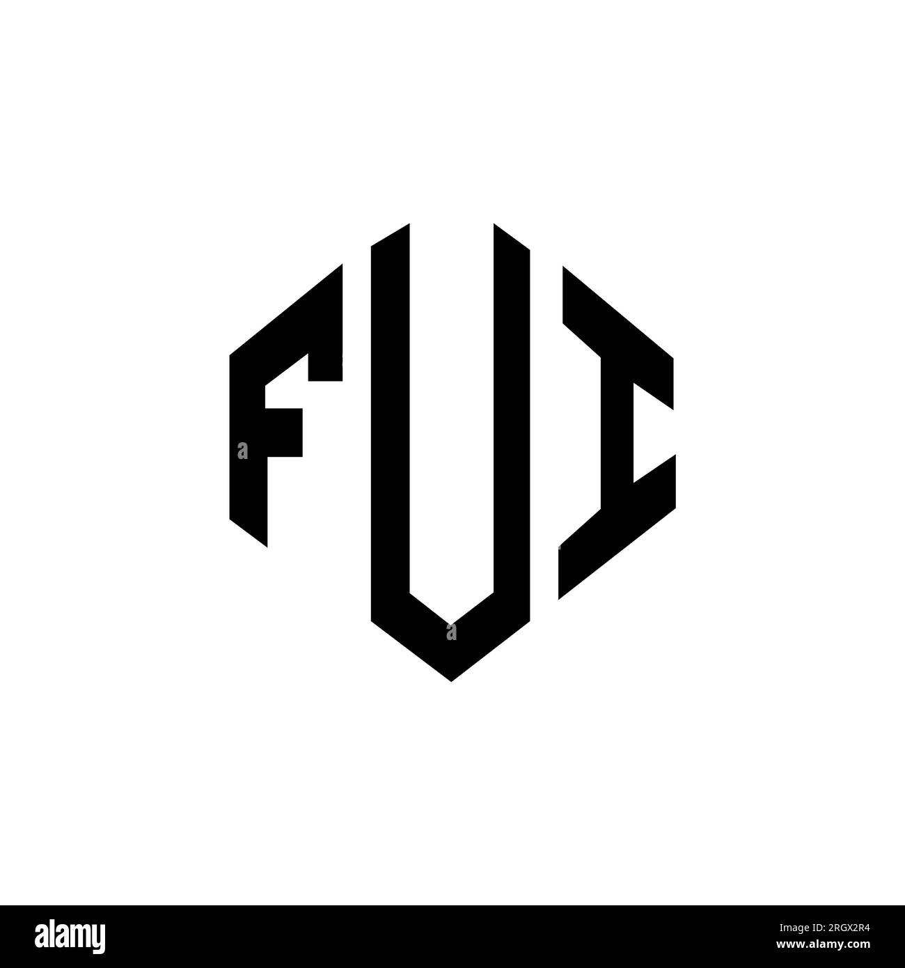 FUI letter logo design with polygon shape. FUI polygon and cube shape ...