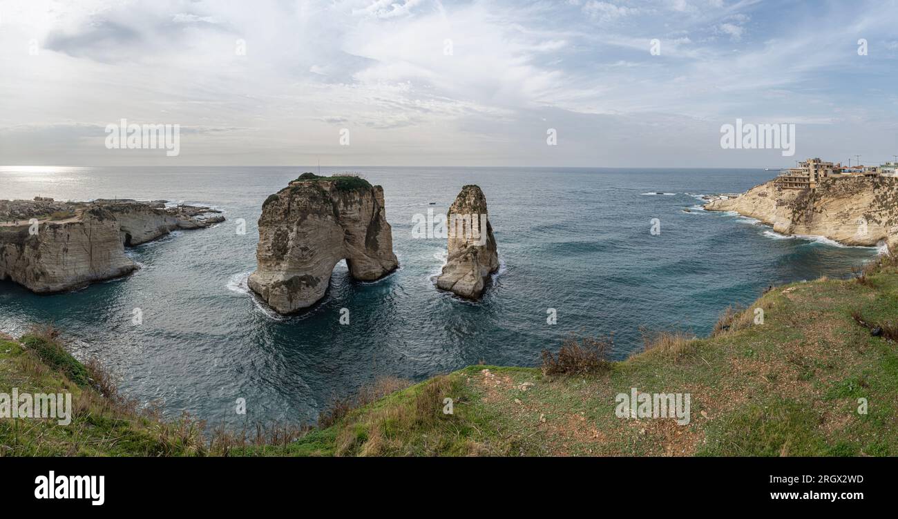Raouche Rocks (Pigeon Rock), Beirut, Lebanon Stock Photo - Alamy