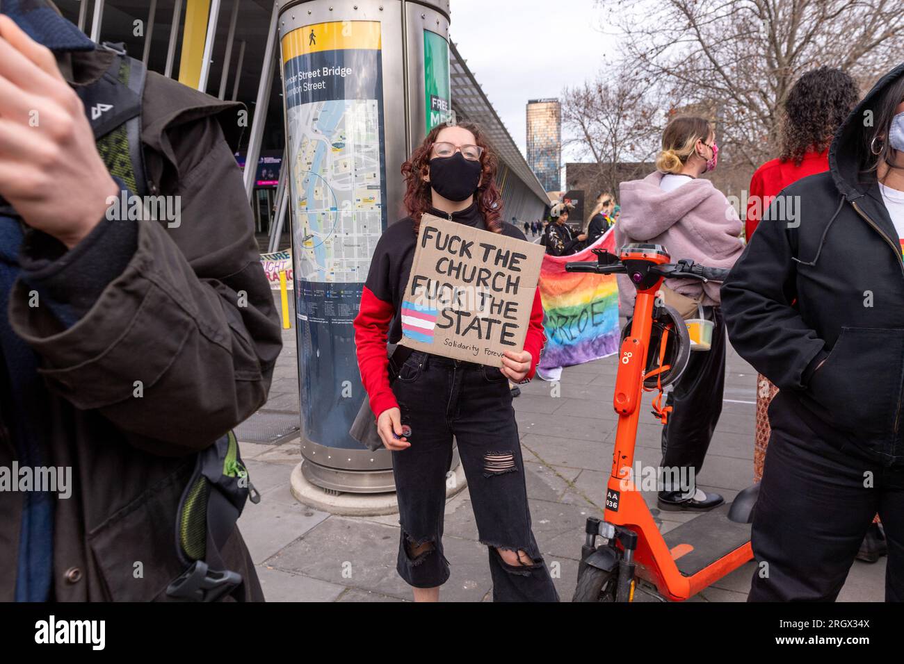 (EDITOR'S NOTE: image contains profanity) A pro LGBT protester with an ...