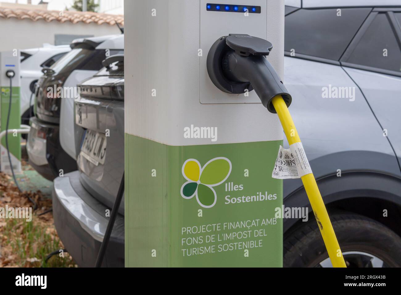 Manacor, Spain; july 21 2023: Public charging point for electric cars ...
