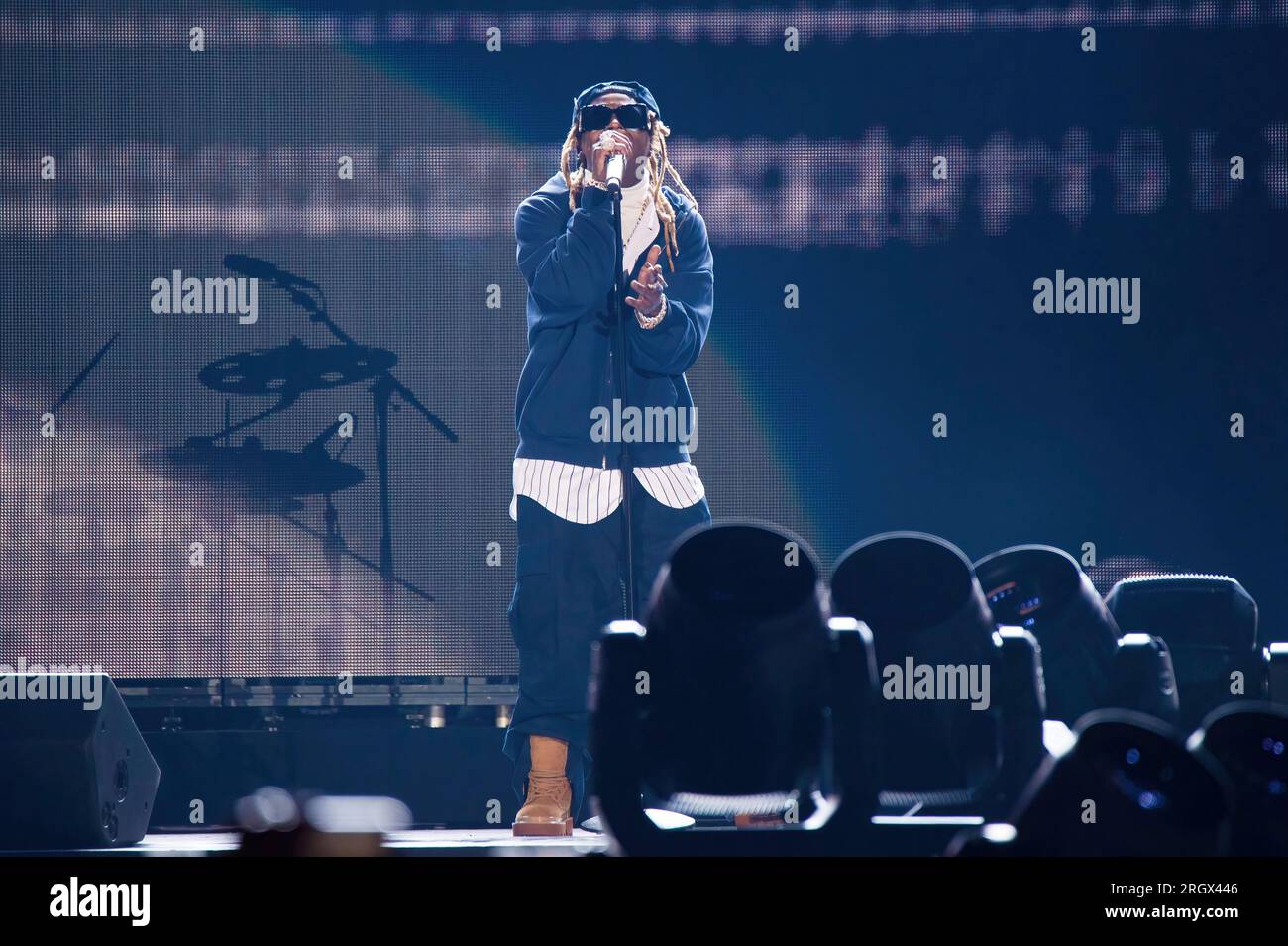 Rapper Lil Wayne performs at Hip-Hop 50 Live, celebrating 50 years of hip-hop on Friday, Aug. 11 ...