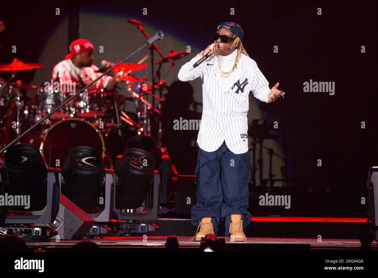 Rapper Lil Wayne performs at Hip-Hop 50 Live, celebrating 50 years of hip-hop on Friday, Aug. 11 ...