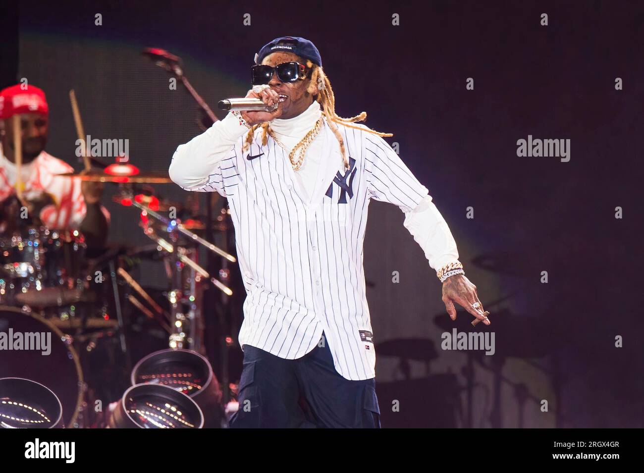 Rapper Lil Wayne performs at Hip-Hop 50 Live, celebrating 50 years of hip-hop on Friday, Aug. 11 ...