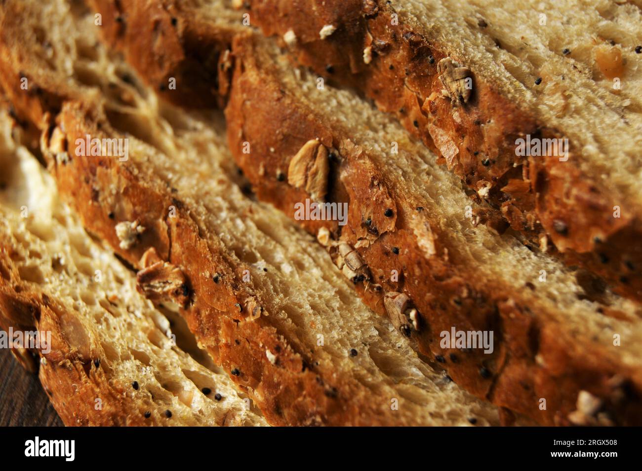 Close-up bread structure Fresh slices of bread. Light brown bread ...