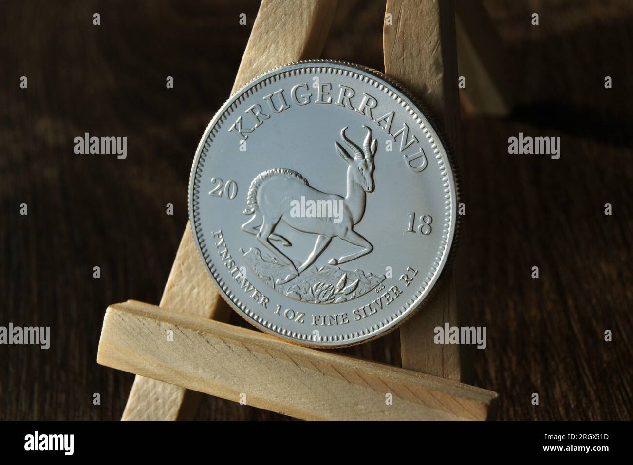 Fine silver coin. Silver Krugerrand 1 Rand 2018 South Africa Stock ...