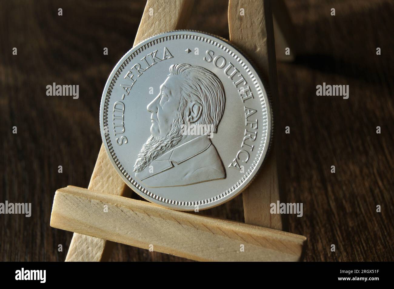 Pure silver coin. Silver Krugerrand 1 Rand 2018 South Africa Stock ...