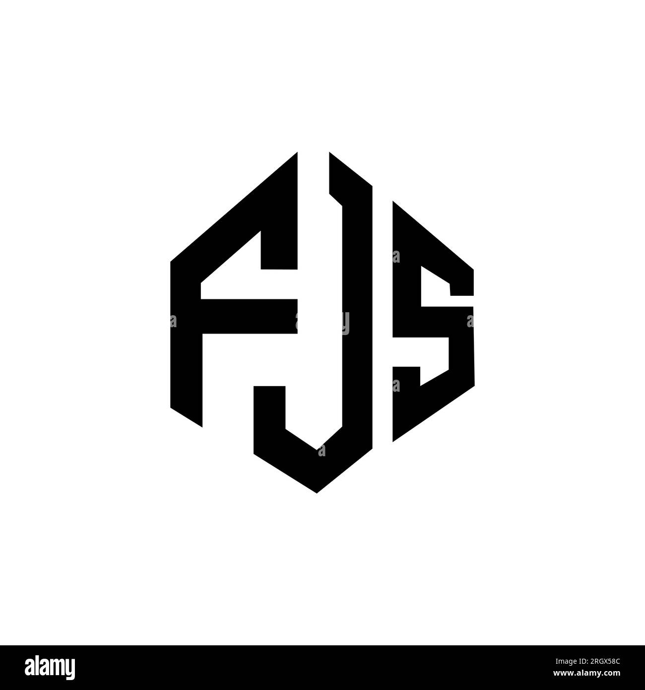 FJS letter logo design with polygon shape. FJS polygon and cube shape logo design. FJS hexagon ...