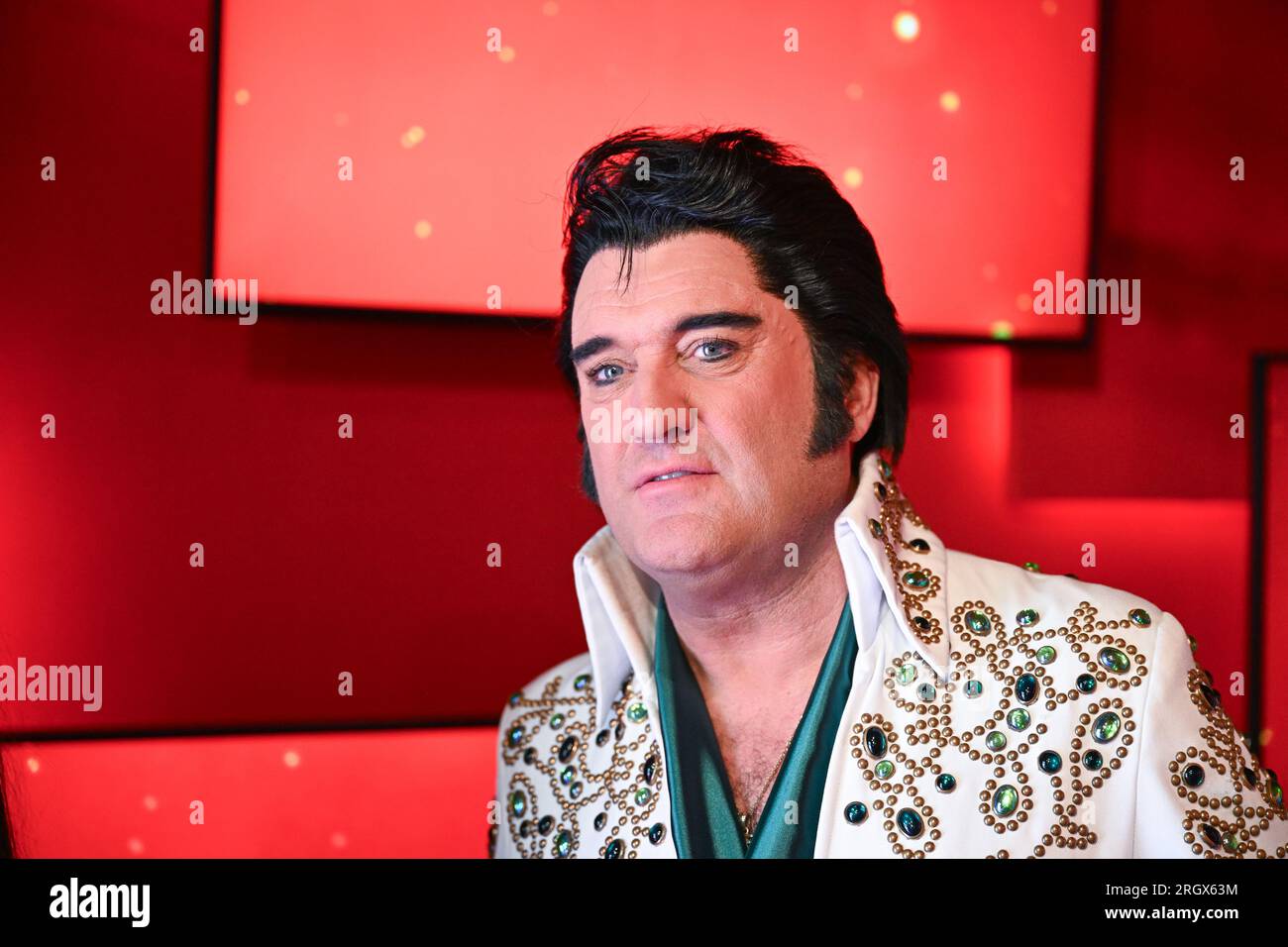 Berlin, Germany. 11th Aug, 2023. Elvis performer Grahame Patrick from ...