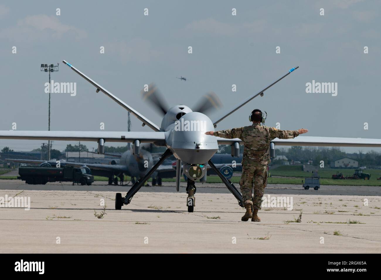 MQ-9 Reaper following its arrival at Niagara Falls Air Reserve Station ...