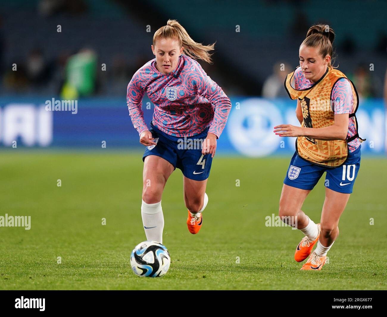 England's Keira Walsh and Ella Toone (right) warming up before the FIFA ...
