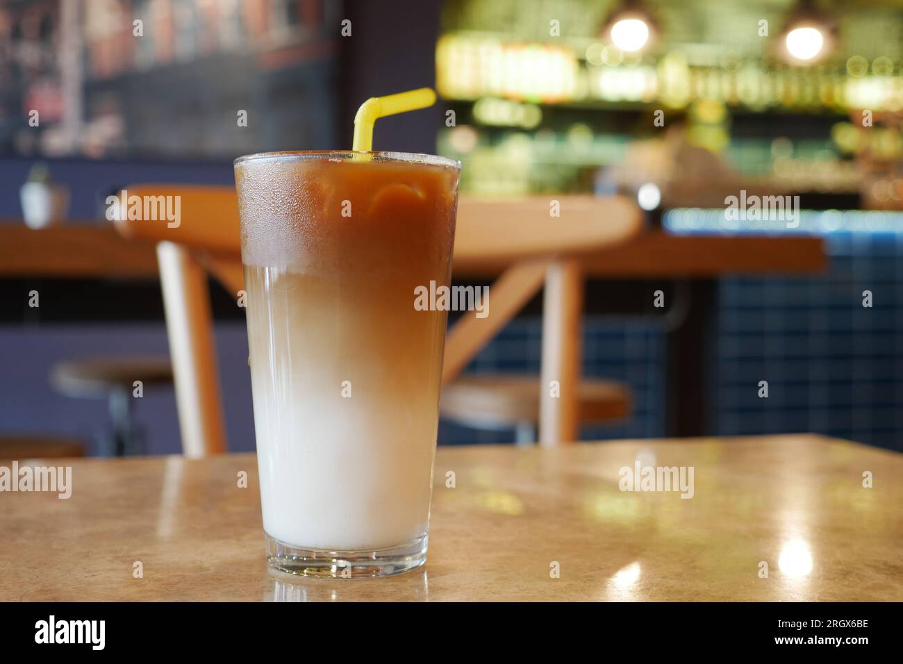 cold coffee in a glass container at cafe Stock Photo - Alamy