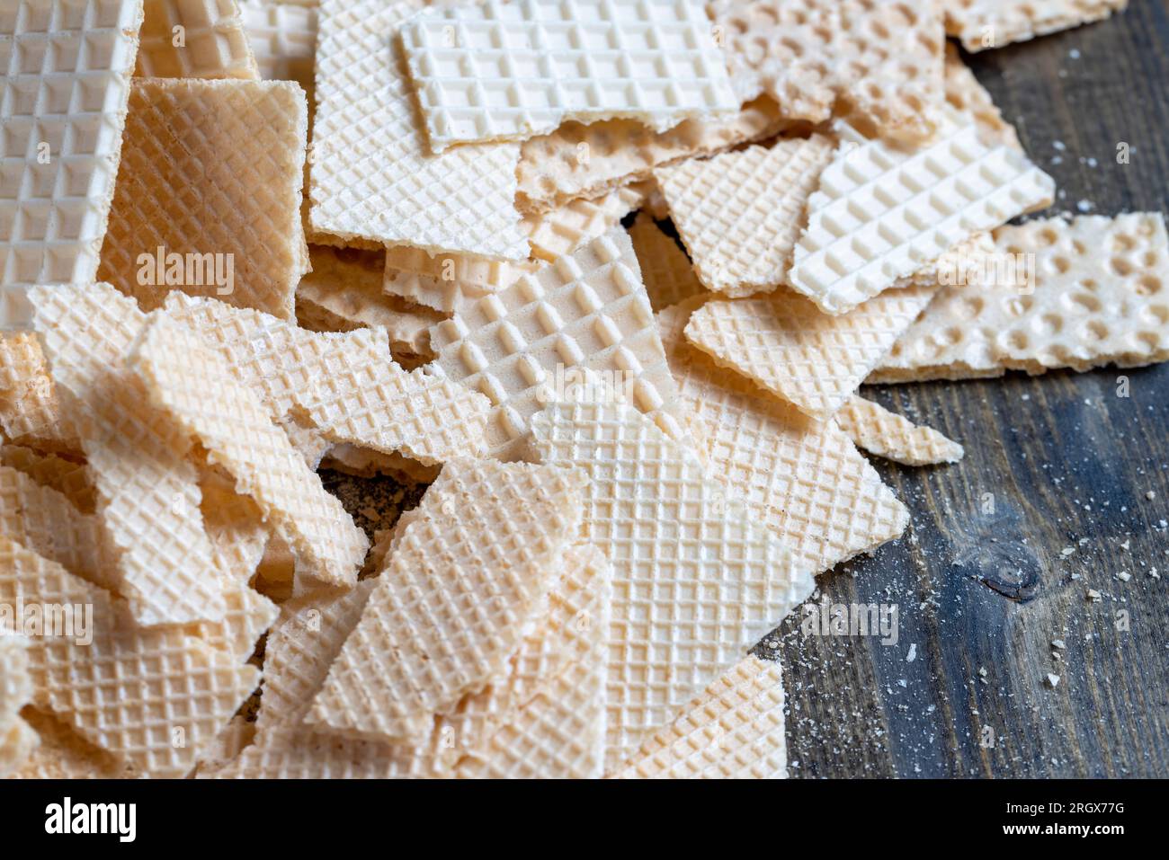 thin crispy waffles made of wheat flour, eggs and sugar, thin wheat ...