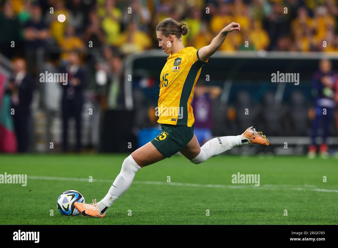 Clare Hunt #15 of Australia misses her penalty during the FIFA Women's ...