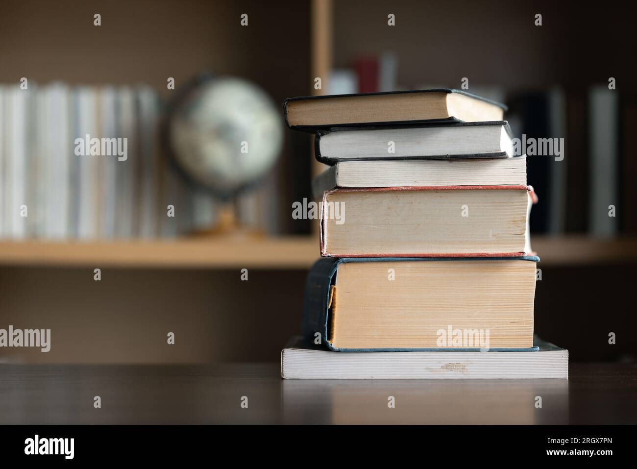 Education learning concept. Book in library with old open textbook ...