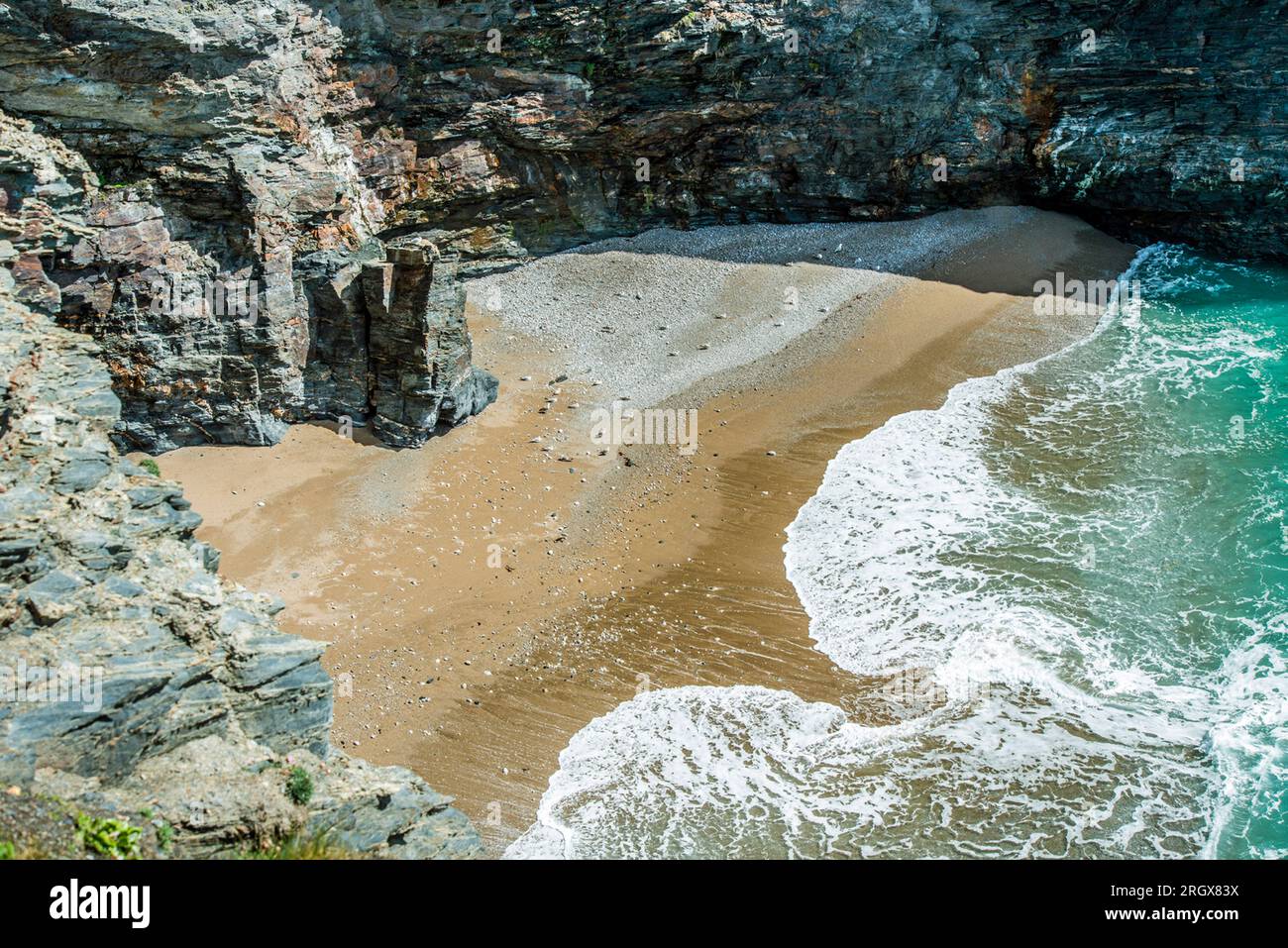 Rinsey Cove from above on the Cornish coast west of Porthleven Stock ...
