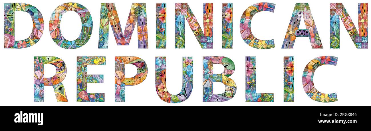 Vector word Dominican Republic. Hand-painted art design. Illustration ...