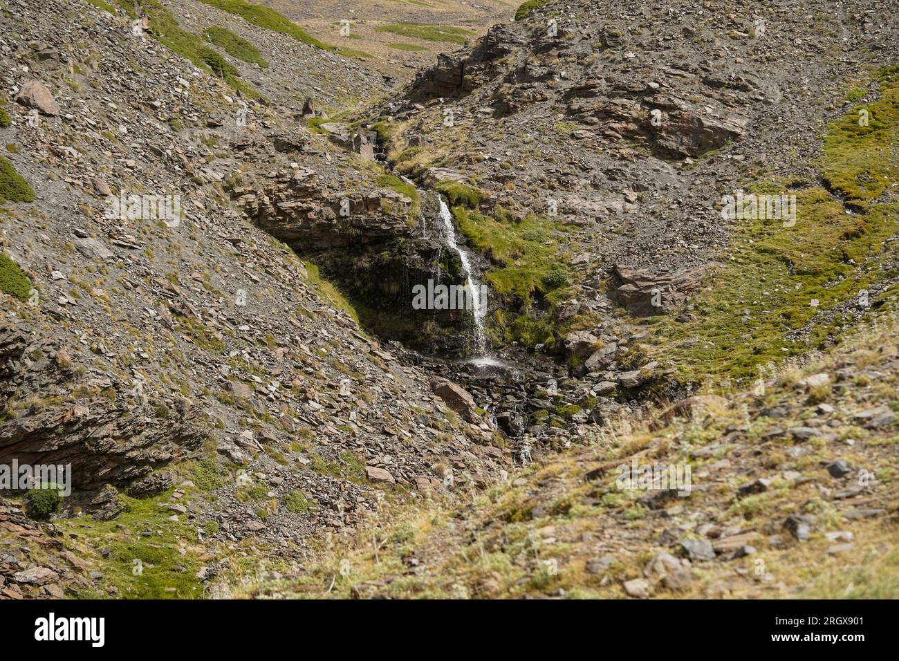 Waterfall at Arroyo de San Juan, stream, Borreguiles, Sierra nevada ...