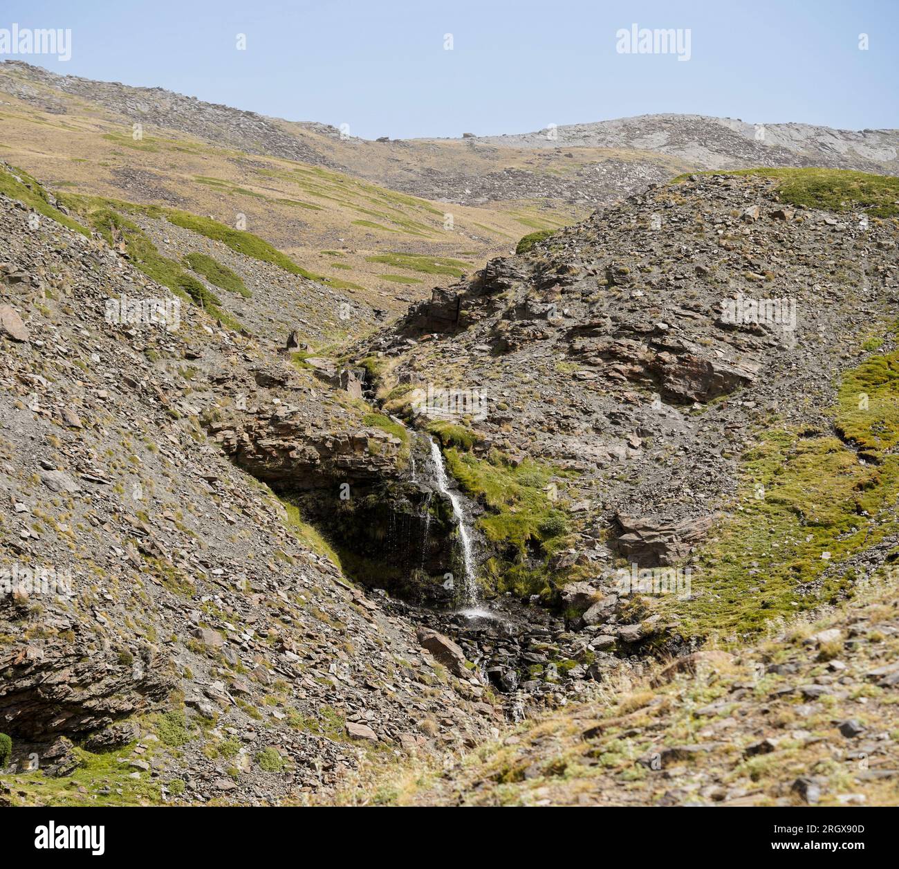 Waterfall at Arroyo de San Juan, stream, Borreguiles, Sierra nevada ...