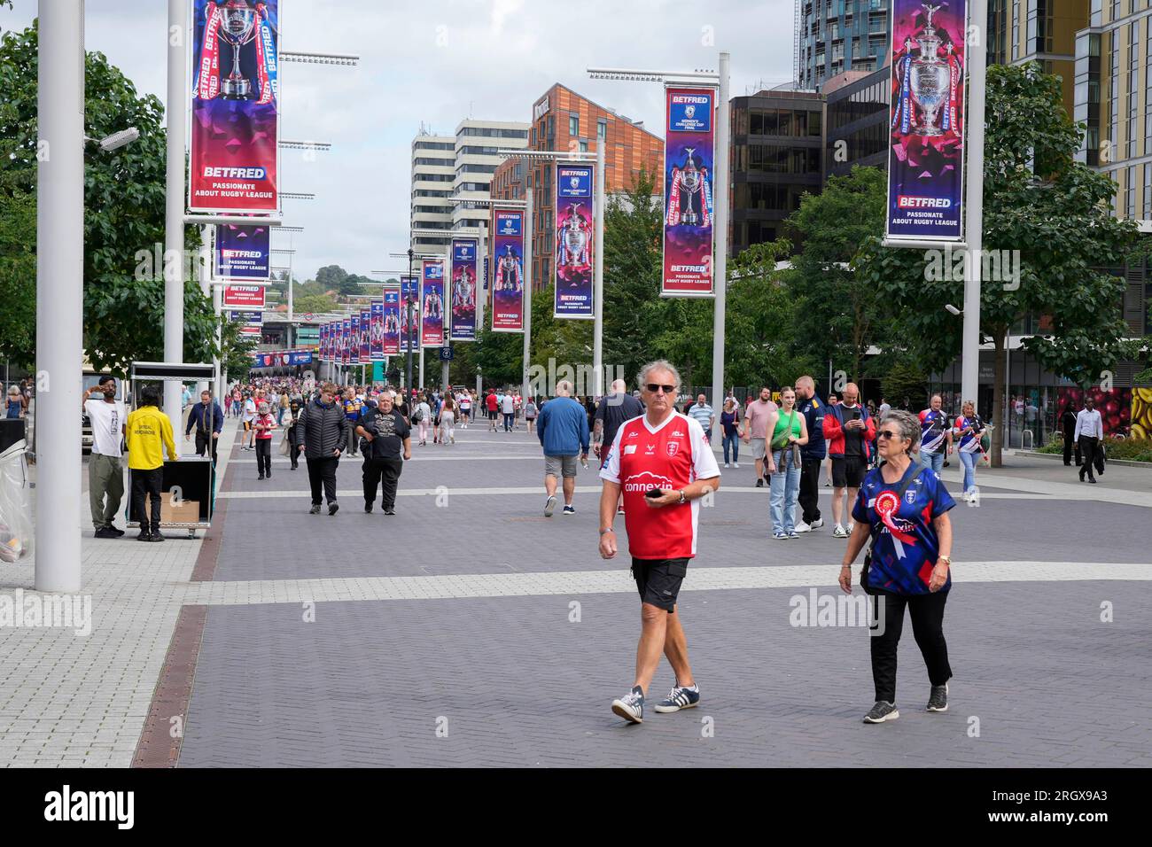 Fans arrive on Wembley Way before the Betfred Challenge Cup match Hull ...