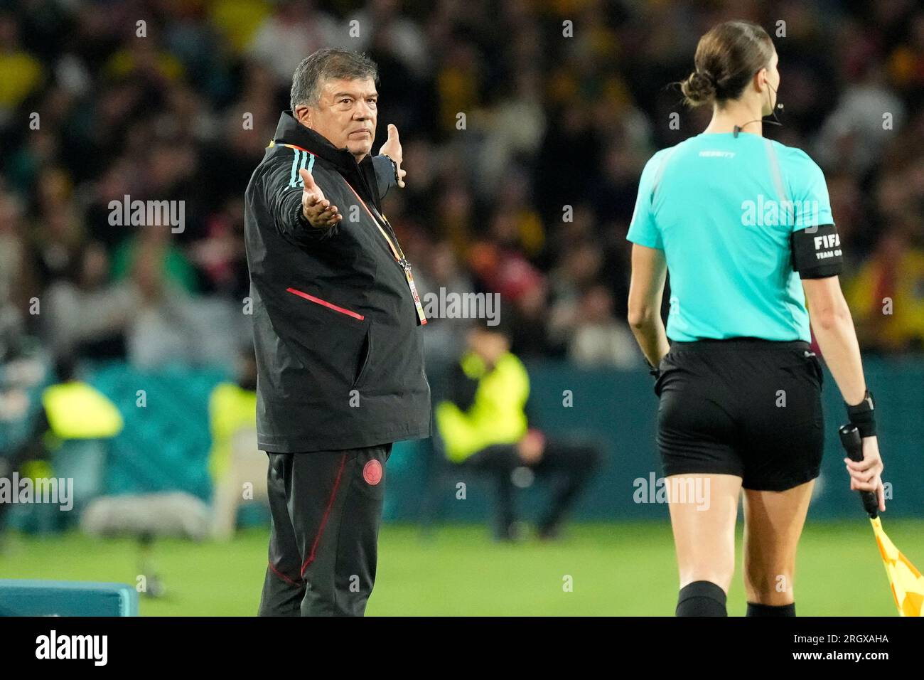 Colombia's head coach Nelson Abadia reacts to the referees during the ...