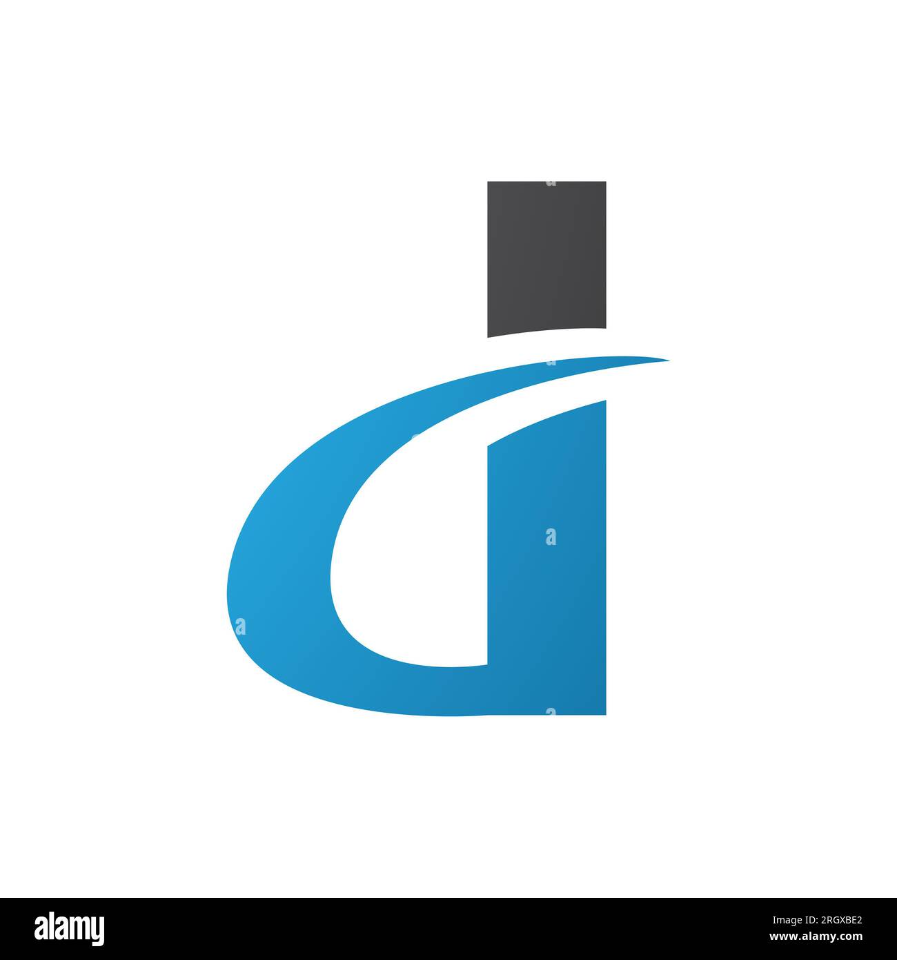 Black and Blue Curvy Pointed Letter D Icon on a White Background Stock ...
