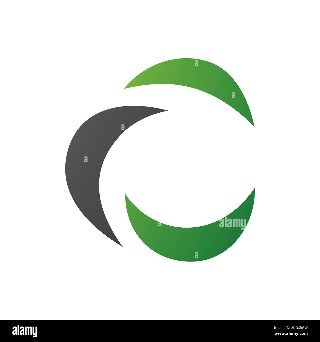 Black and Green Crescent Shaped Letter C Icon on a White Background ...