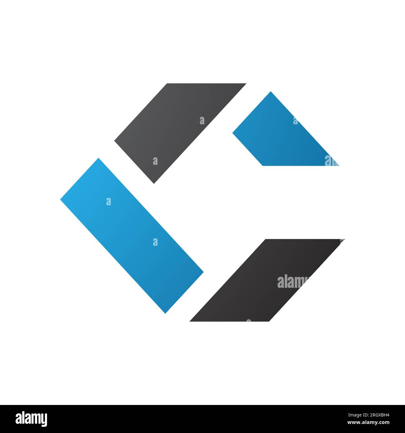 Black and Blue Square Letter C Icon Made of Rectangles on a White ...