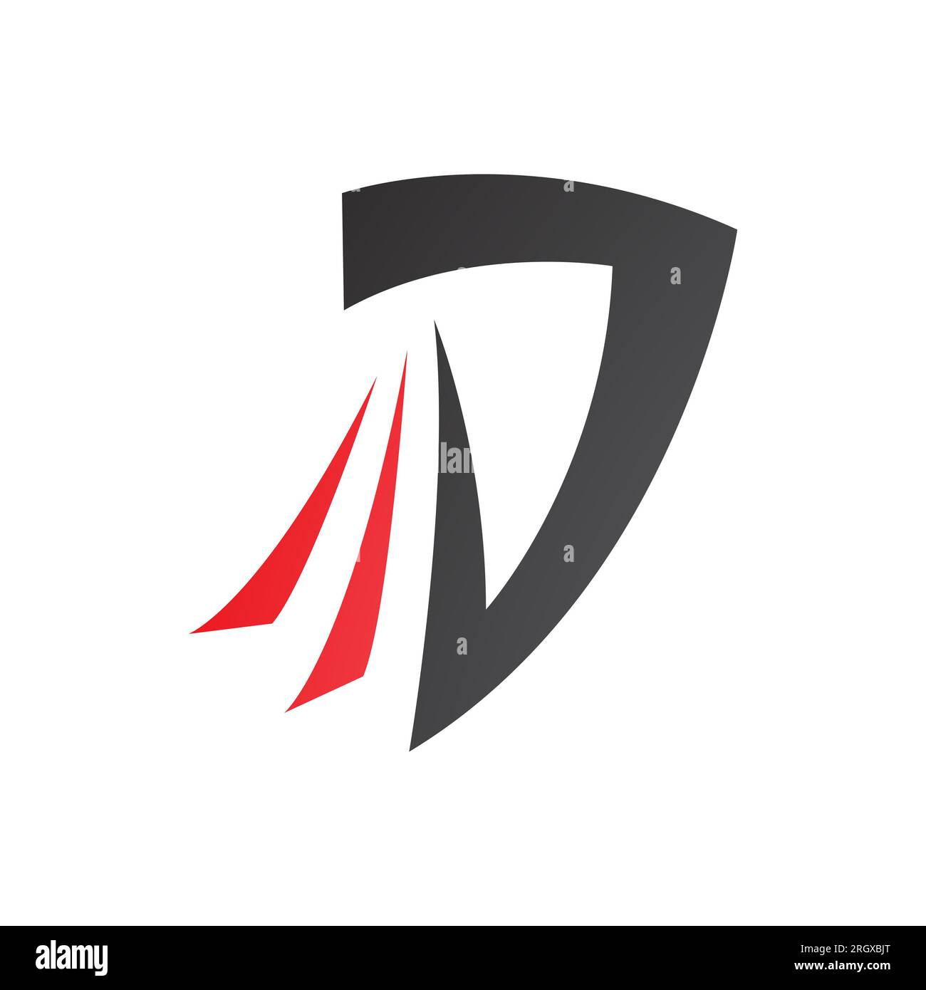 Black and Red Letter D Icon with Tails on a White Background Stock ...