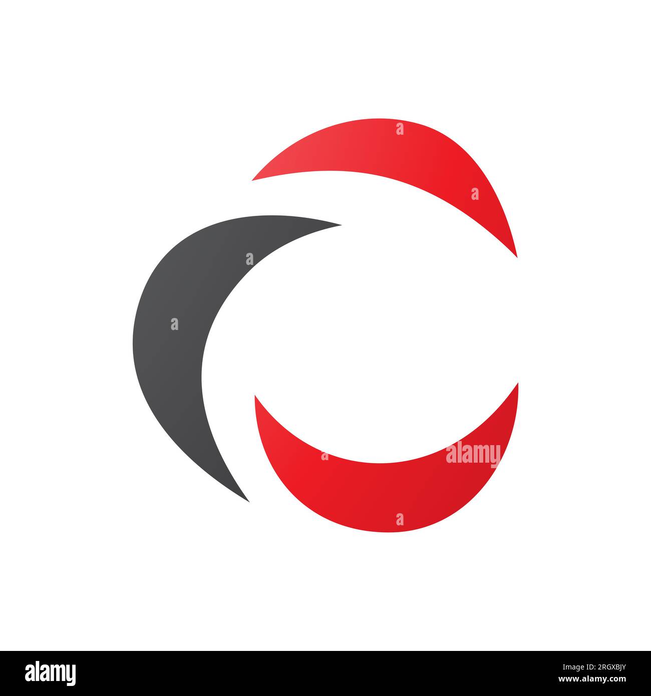 Black and Red Crescent Shaped Letter C Icon on a White Background Stock ...
