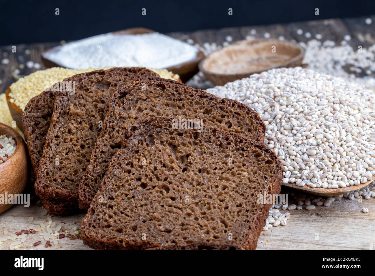 cut fresh bread into pieces while cooking with bread, the bread is cut ...