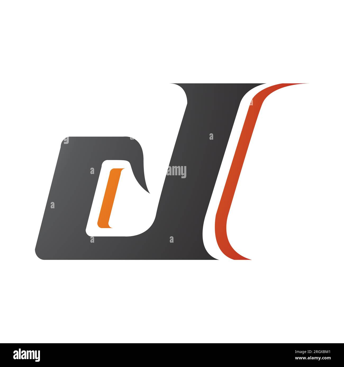 Black and Orange Lowercase Italic Letter D Icon on a White Background ...