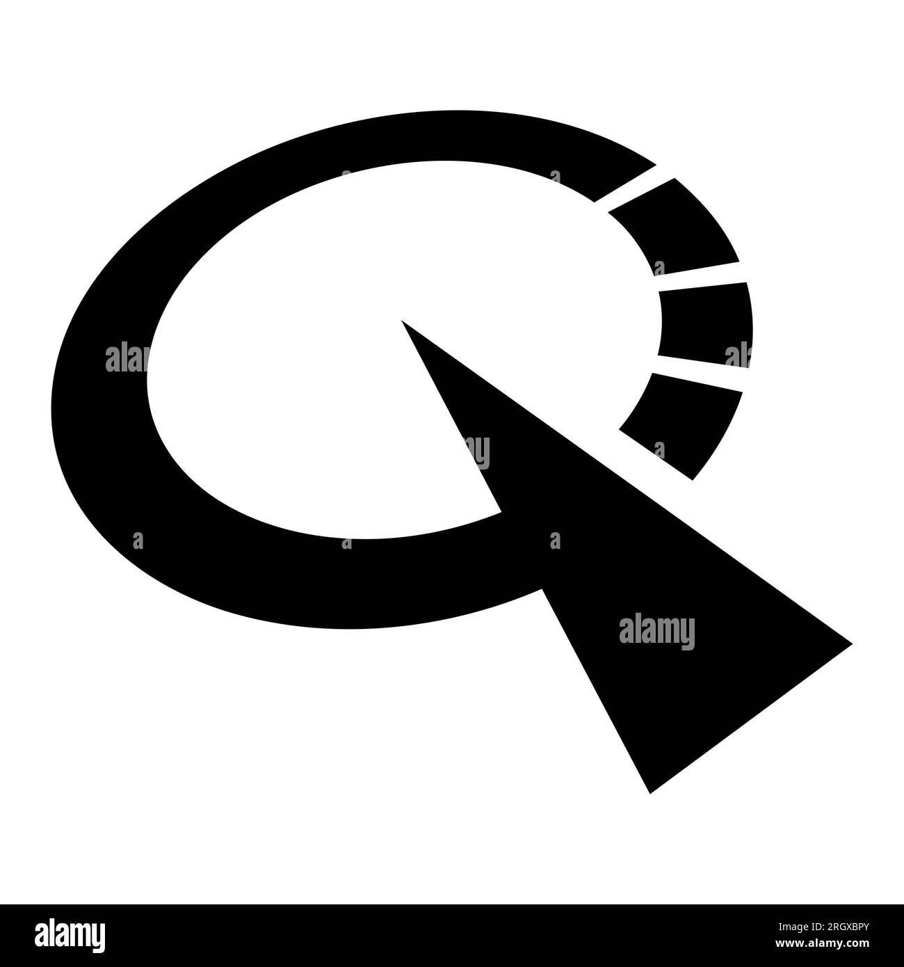 Black Clock Shaped Letter Q Icon on a White Background Stock Photo - Alamy