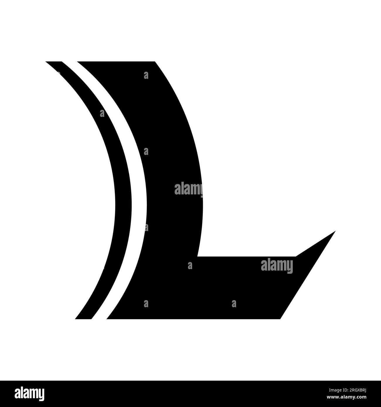 Black Concave Lens Shaped Letter L Icon on a White Background Stock ...