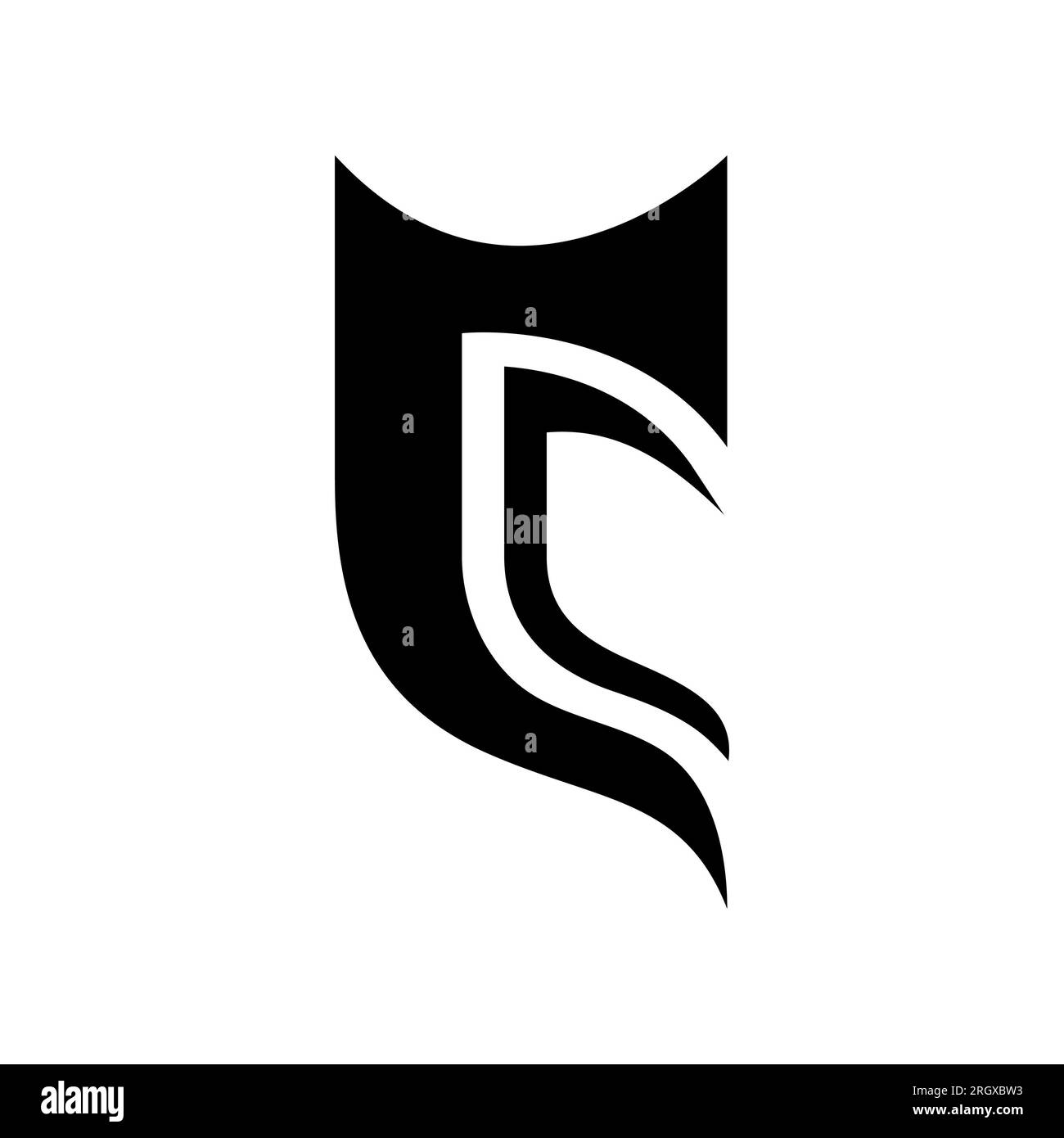 Black Half Shield Shaped Letter C Icon on a White Background Stock ...