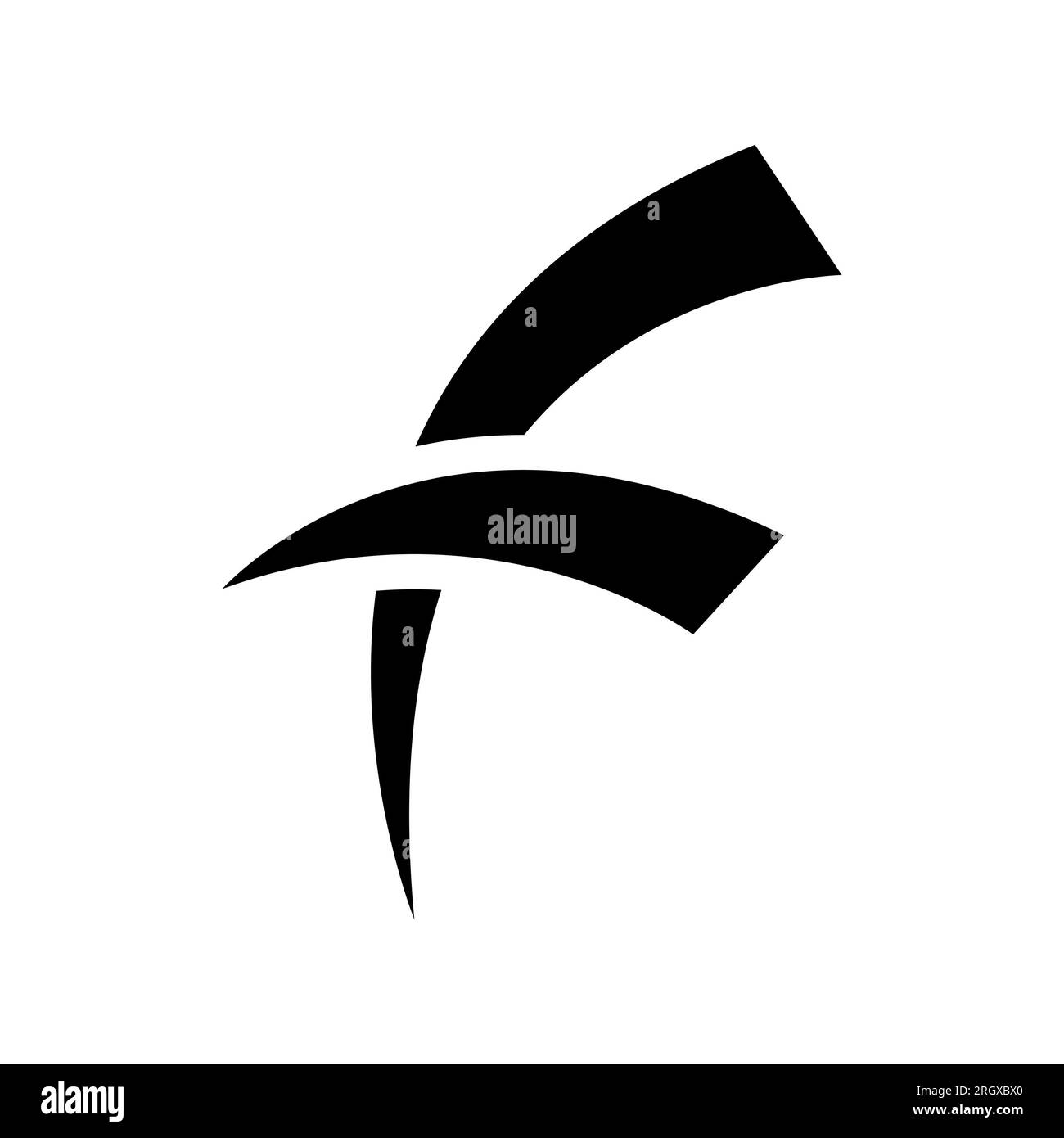 Black Letter F Icon with Round Spiky Lines on a White Background Stock ...