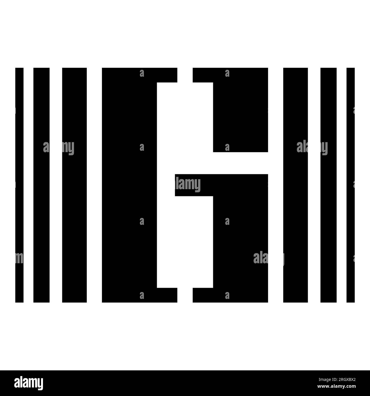 Black Letter G Icon with Vertical Stripes on a White Background Stock ...