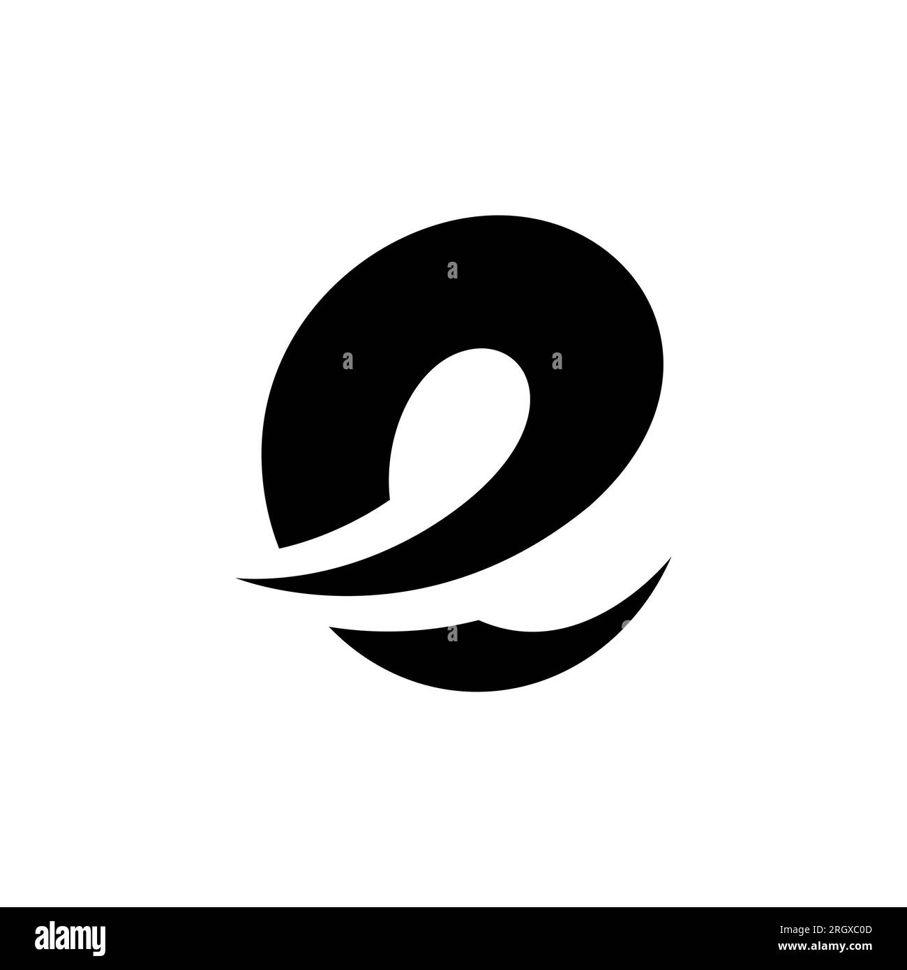 Black Lowercase Letter E Icon with Soft Spiky Curves on a White ...