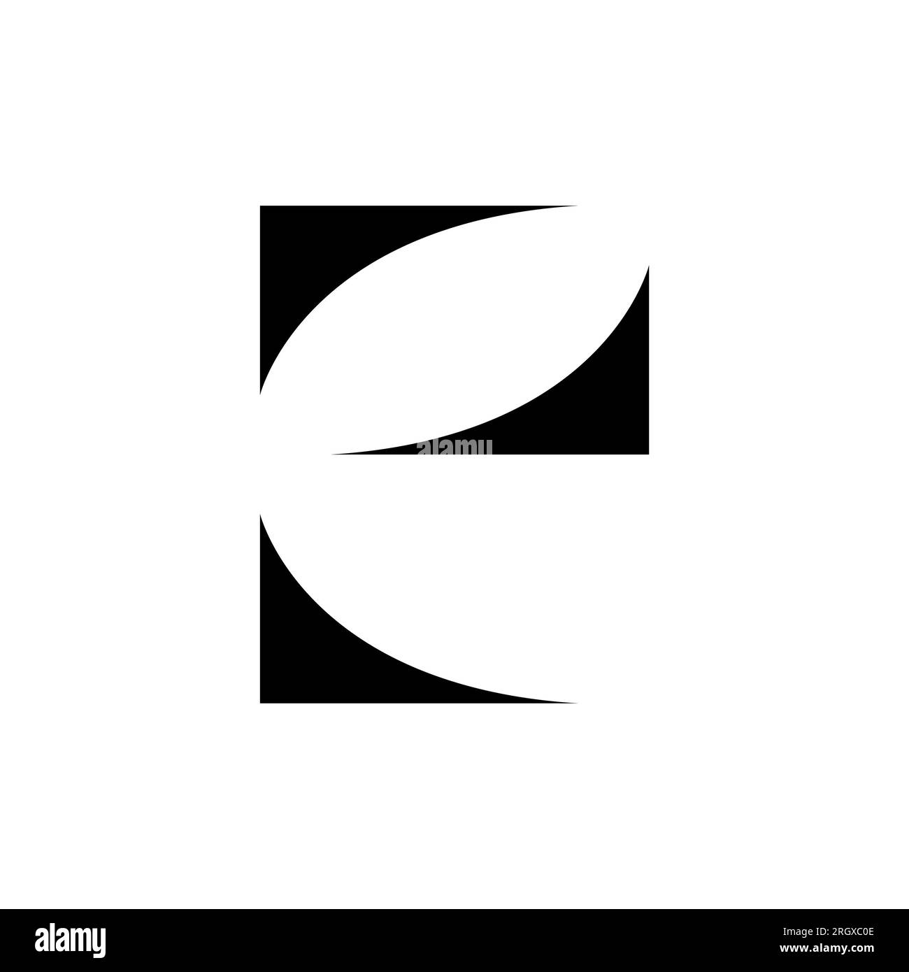 Black Lowercase Letter E Icon with Curvy Triangles on a White ...