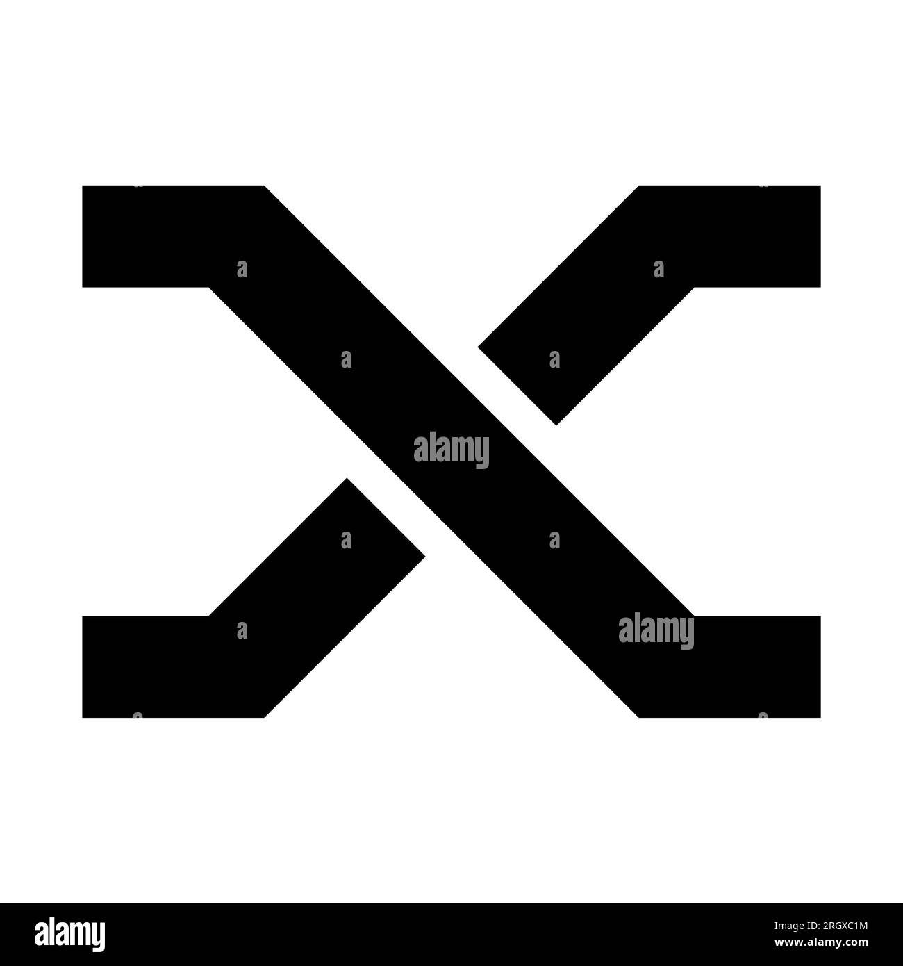 Black Letter X Icon with Crossing Lines on a White Background Stock ...