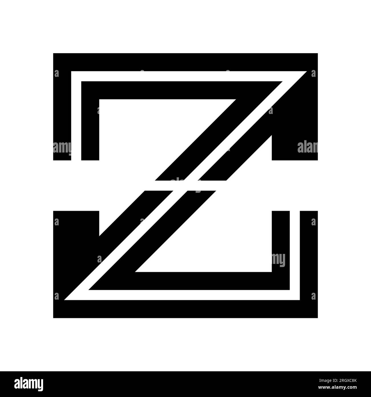 Black Striped Shaped Letter Z Icon on a White Background Stock Photo ...