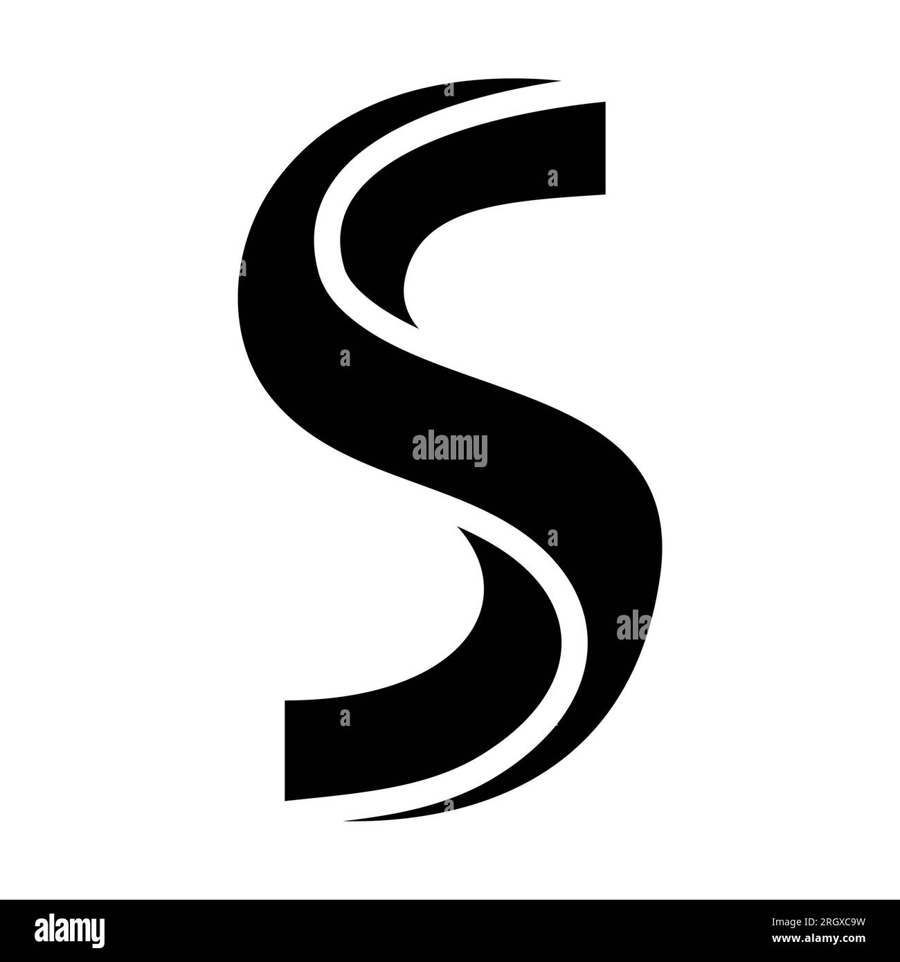 Black Twisted Shaped Letter S Icon on a White Background Stock Photo ...