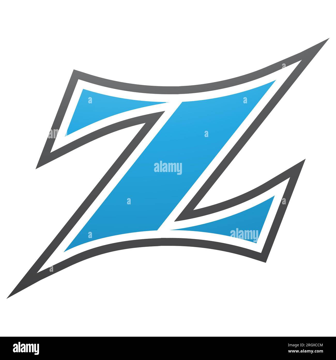 Blue and Black Arc Shaped Letter Z Icon on a White Background Stock ...