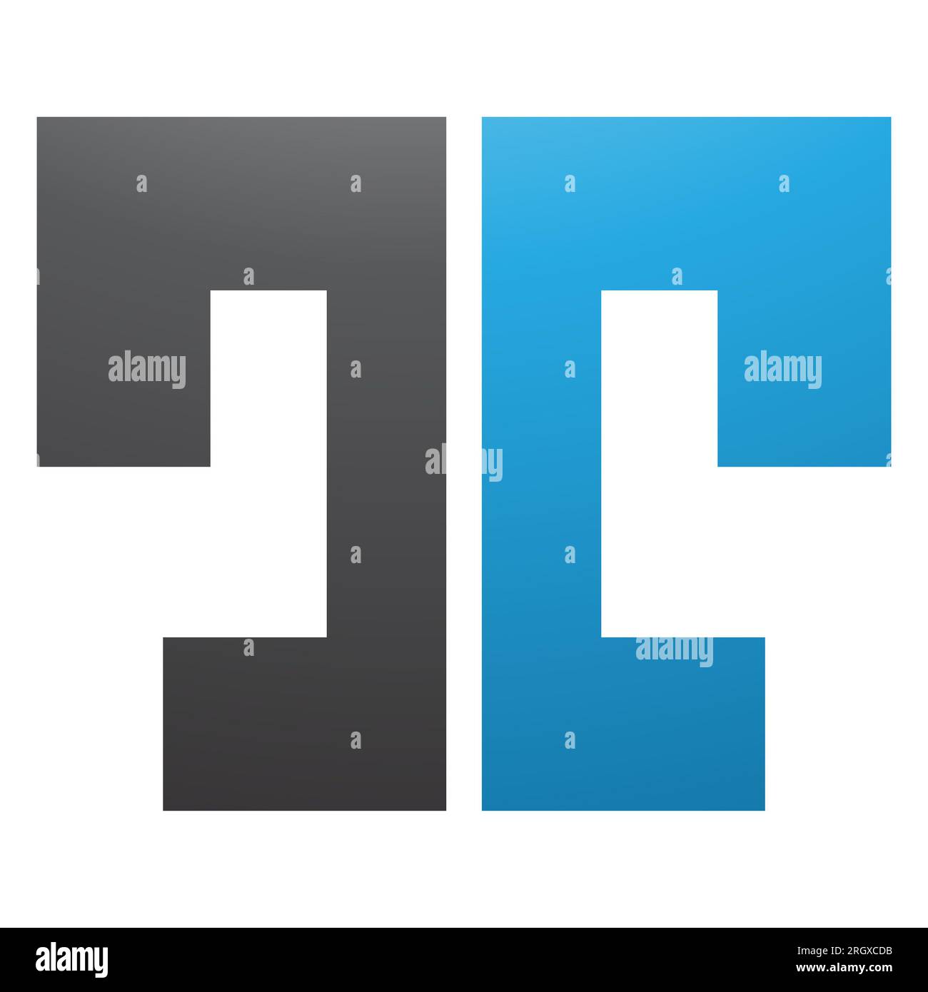 Blue and Black Bold Split Shaped Letter T Icon on a White Background ...