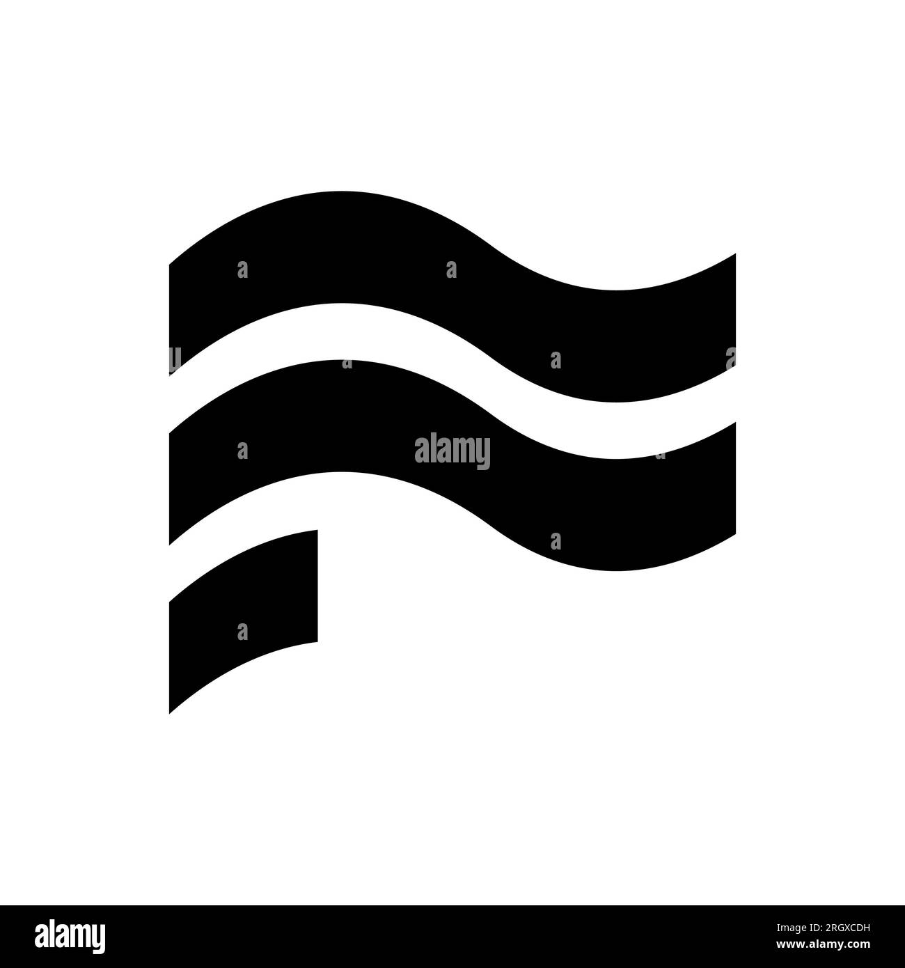 Black Wavy Flag Shaped Letter F Icon on a White Background Stock Photo ...