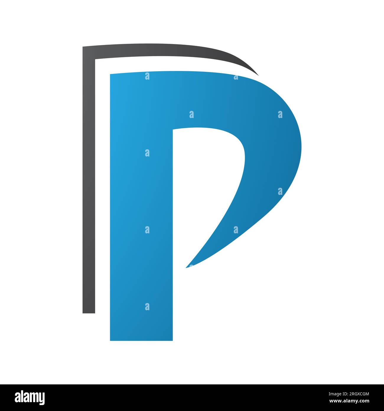 Blue and Black Layered Letter P Icon on a White Background Stock Photo ...