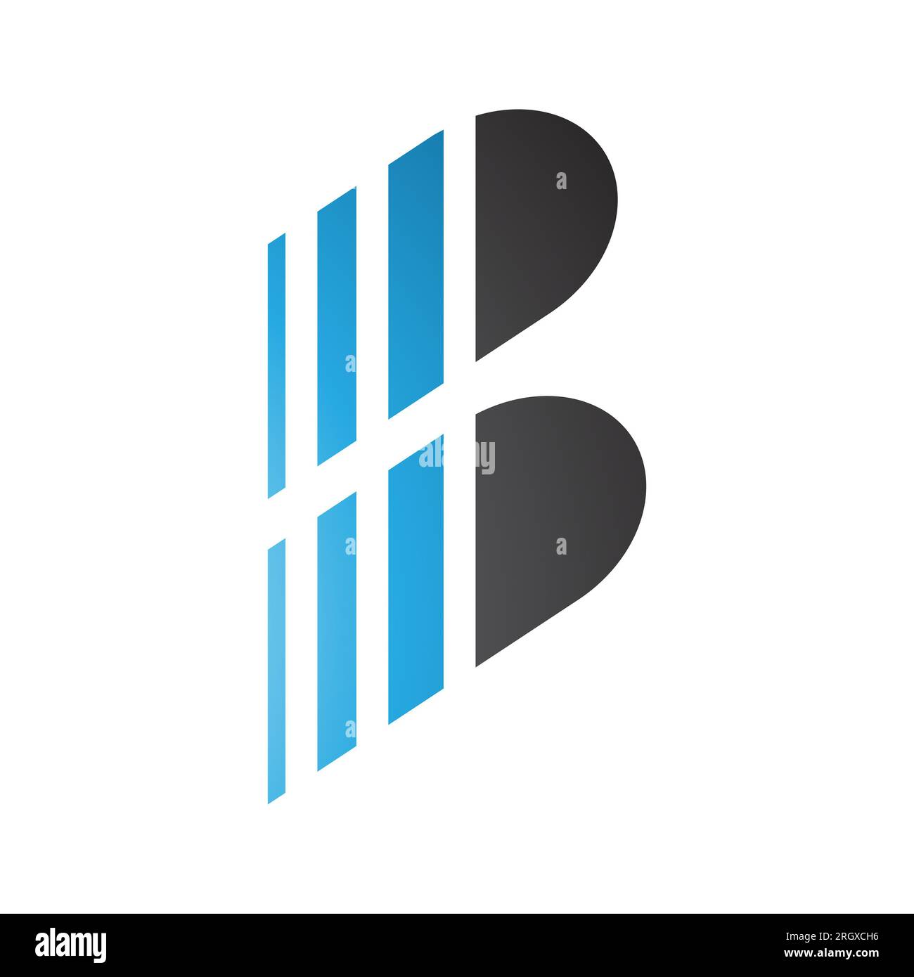 Blue and Black Letter B Icon with Vertical Stripes on a White ...