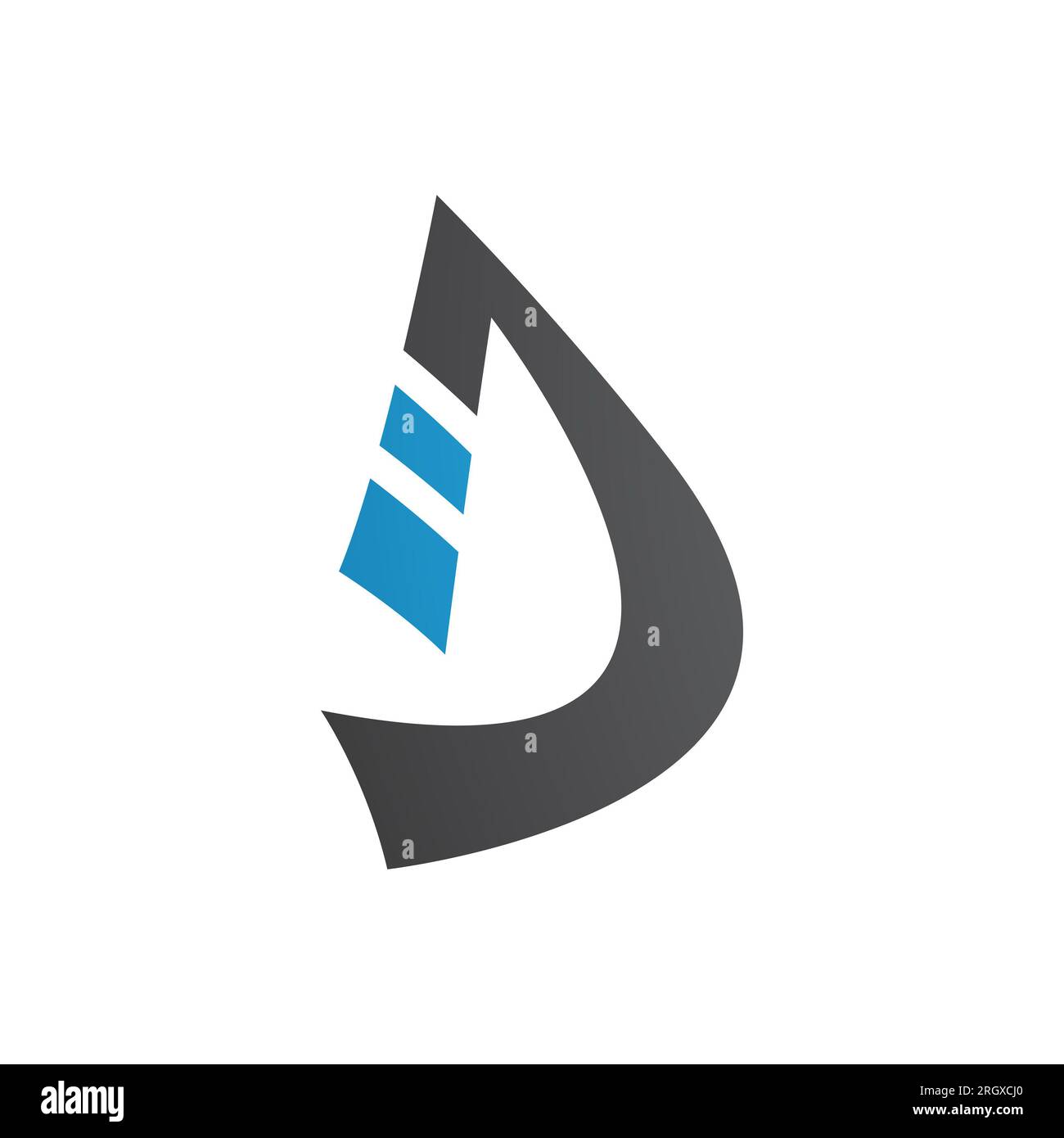 Blue and Black Curved Strip Shaped Letter D Icon on a White Background ...