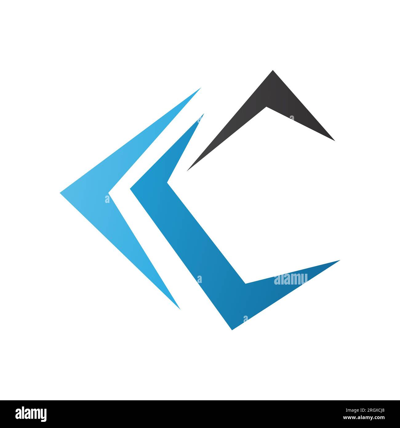 Blue and Black Letter C Icon with Pointy Tips on a White Background ...